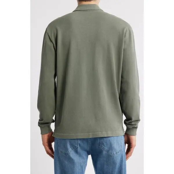 ALEX CRANE Caza Rib Organic Cotton Long Sleeve Polo - Jade