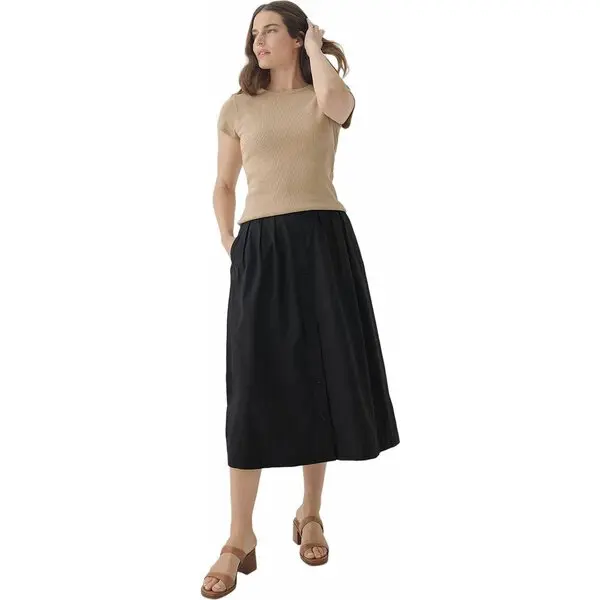 PACT Organic Cotton Lightweight Button Skirt - Black