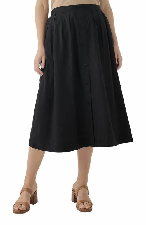 PACT Organic Cotton Lightweight Button Skirt - Black