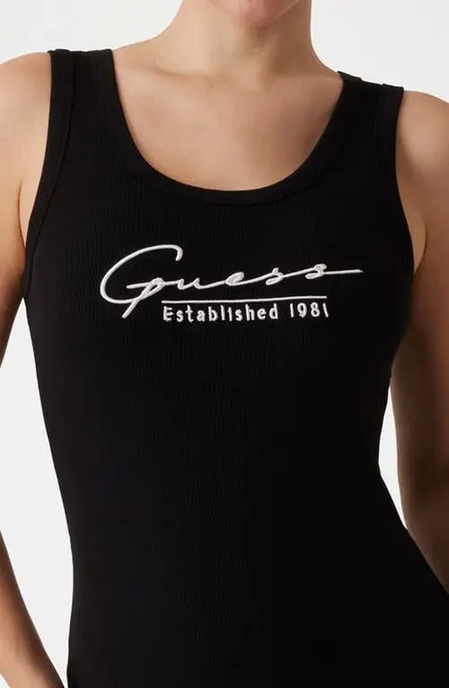 Guess Sunflower Logo Embroidered Rib Tank Minidress