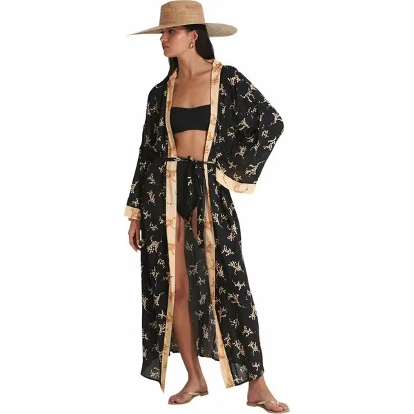 GOTTEX BEACH LIFE Diamond Midi Swim Cover Up Kimono - White/pink