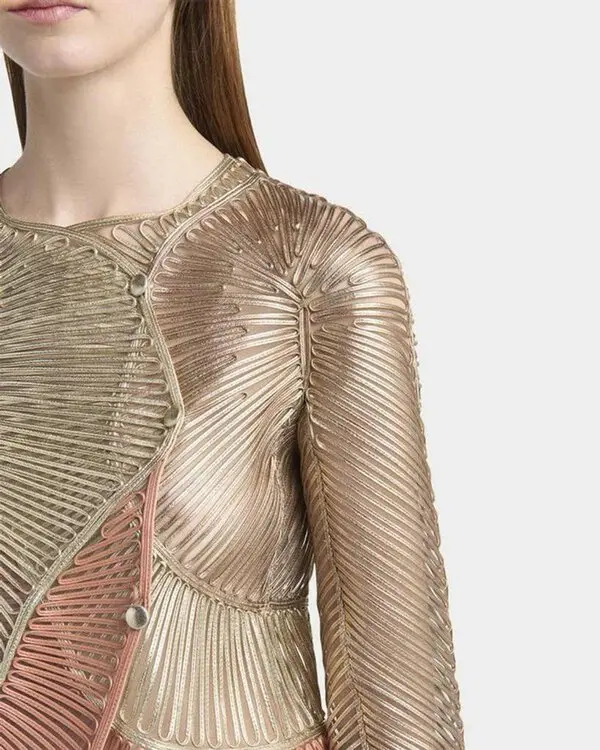 Giorgio Armani Metallic Soutache Leather Jacket