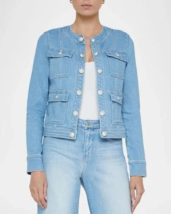 L & APOS;AGENCE L'agence Yari Collarless Denim Jacket