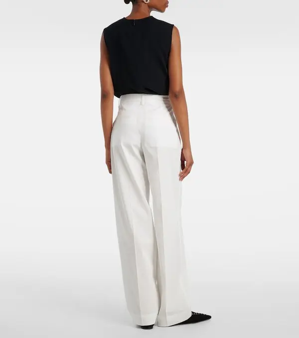 TOTEME High-rise Straight Leg Pants - White