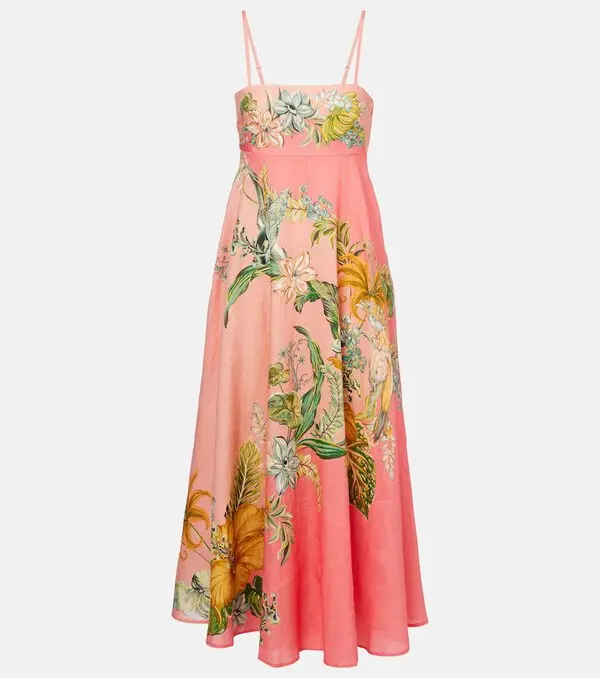 ALEMAIS Anika Floral Linen Maxi Dress - Pink
