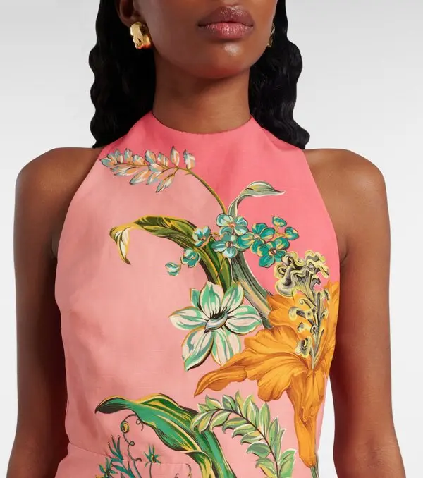 ALEMAIS Alémais Anika Floral Linen Minidress - Pink