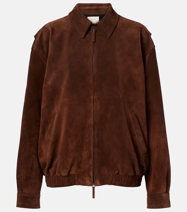 THE ROW Roana Suede Bomber Jacket - Brown