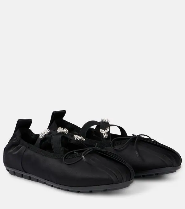 Simone Rocha Embellished Satin Ballet Flats