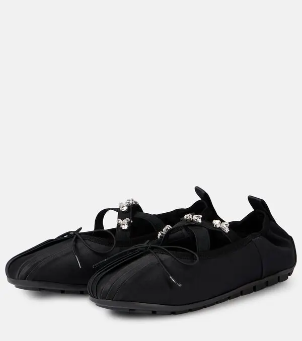 Simone Rocha Embellished Satin Ballet Flats