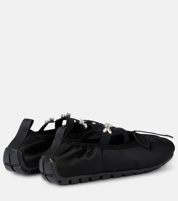 Simone Rocha Embellished Satin Ballet Flats - Black