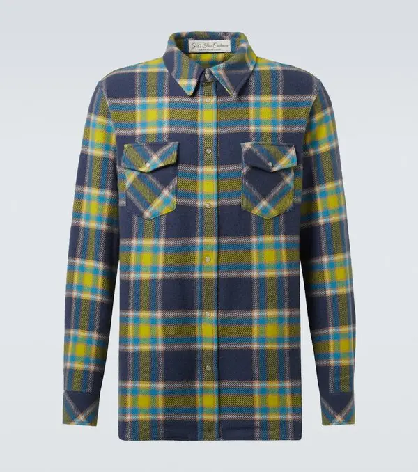 GOD'S TRUE CASHMERE Explorer Plaid Cashmere Shirt With Quartz - Blue
