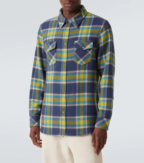 GOD'S TRUE CASHMERE Explorer Plaid Cashmere Shirt With Quartz - Blue