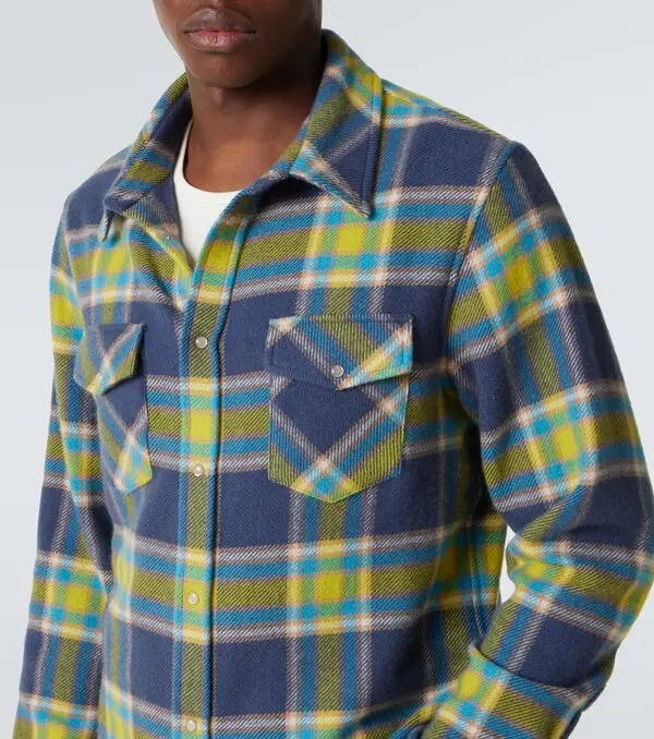 GOD'S TRUE CASHMERE Explorer Plaid Cashmere Shirt With Quartz - Blue