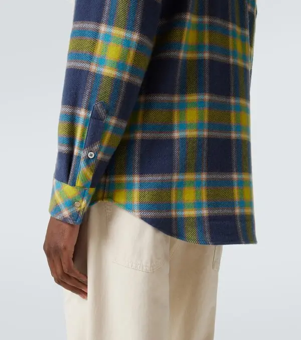 GOD'S TRUE CASHMERE Explorer Plaid Cashmere Shirt With Quartz - Blue