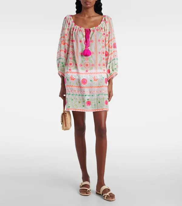 JULIET DUNN Printed Cotton Beach Dress