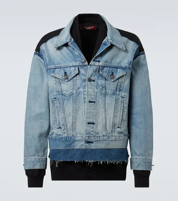 Junya Watanabe X Levi's® Jersey And Denim Jacket - Blue