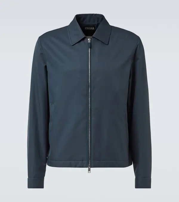 Zegna Leather-trimmed Blouson - Blue