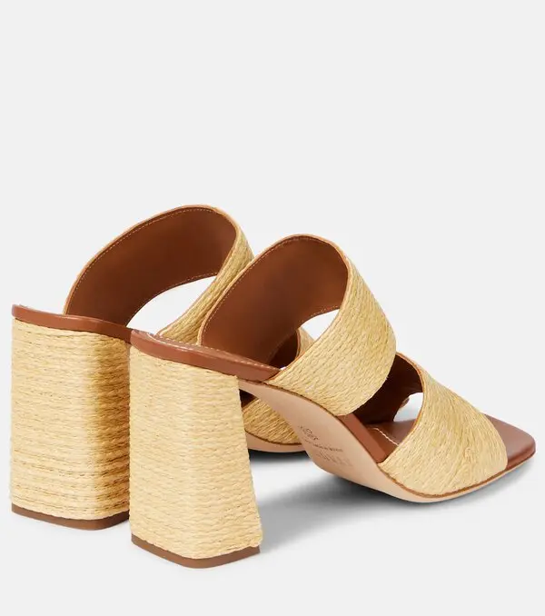 Staud Skylar Raffia And Leather Mules - Beige