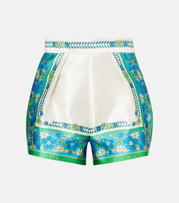 ALEMAIS Alémais Vivianna Printed High-rise Shorts - White