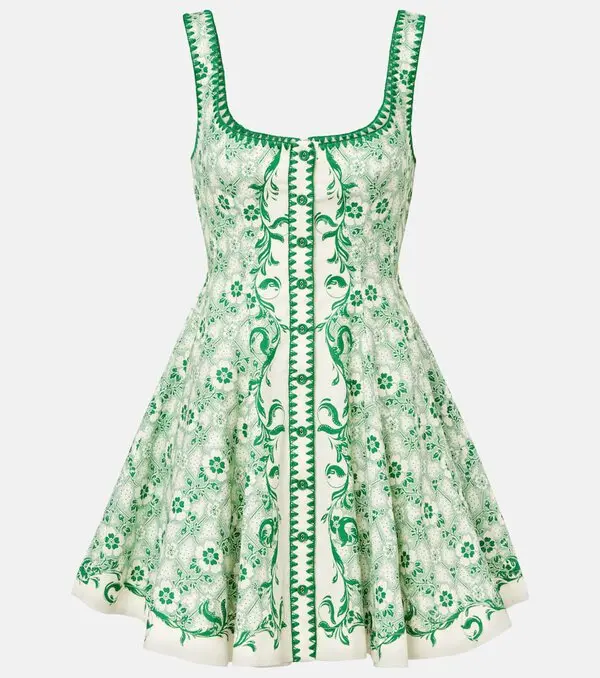 ALEMAIS Printed Linen And Cotton Minidress - Green