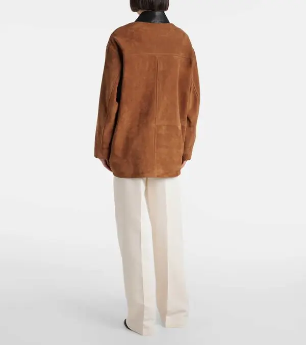 Nour Hammour Barn Leather-trimmed Suede Jacket - Brown