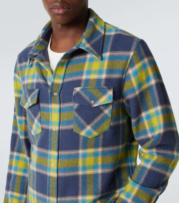 GOD'S TRUE CASHMERE Explorer Plaid Cashmere Shirt With Quartz - Blue