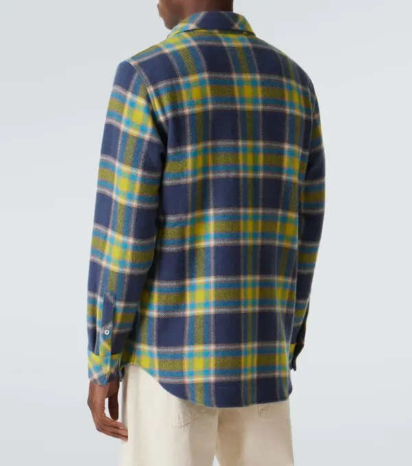 GOD'S TRUE CASHMERE Explorer Plaid Cashmere Shirt With Quartz - Blue