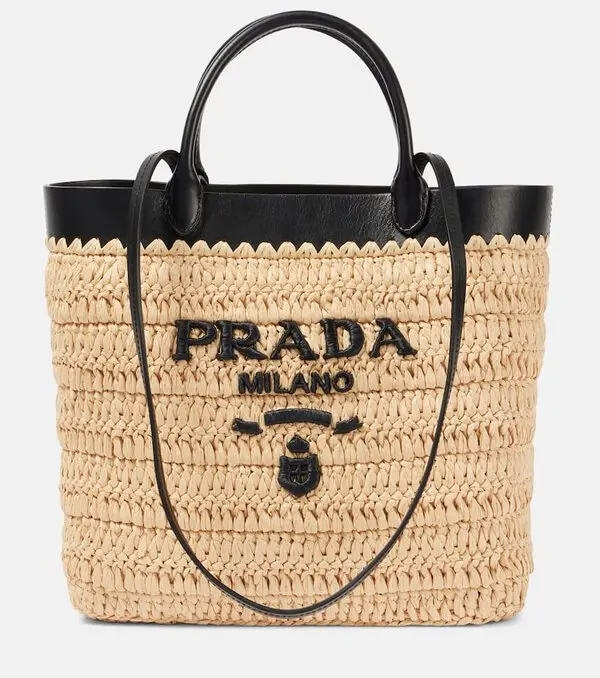Prada Small Crochet Raffia-effect Tote Bag