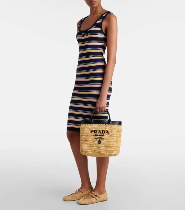 Prada Small Crochet Raffia-effect Tote Bag