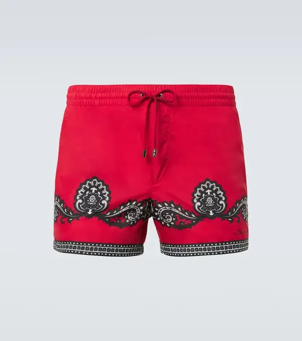Dolce & Gabbana Printed Swim Trunks - Red