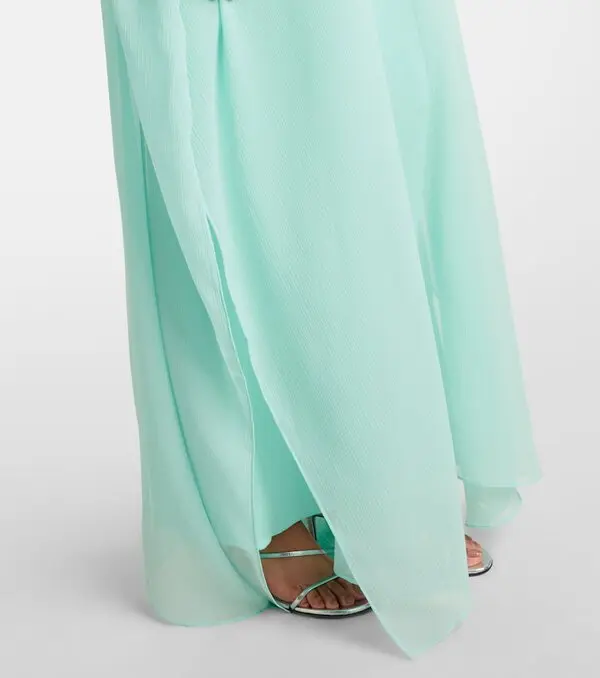 TALLER MARMO Penelope Feather-trimmed Silk Kaftan