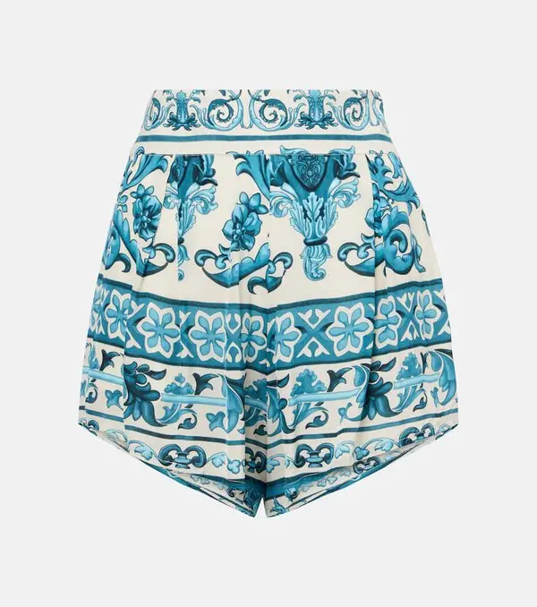 ADRIANA DEGREAS Printed High-rise Shorts - Blue