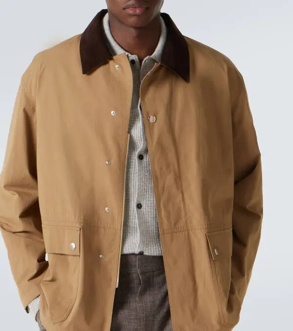 THE ROW Frank Corduroy-trimmed Cotton Jacket - Brown
