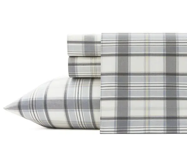Eddie Bauer Chinook Plaid Ivory Queen Sheet Set
