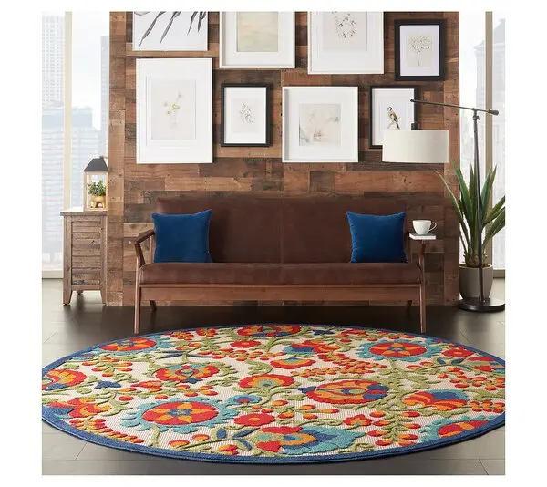 NOURISON HOME Home Aloha Farmhouse 7'10' X Round Rug - One-color