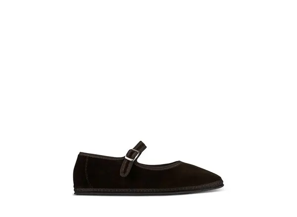 VIBI VENEZIA Mary Jane Velvet Flats - Brown