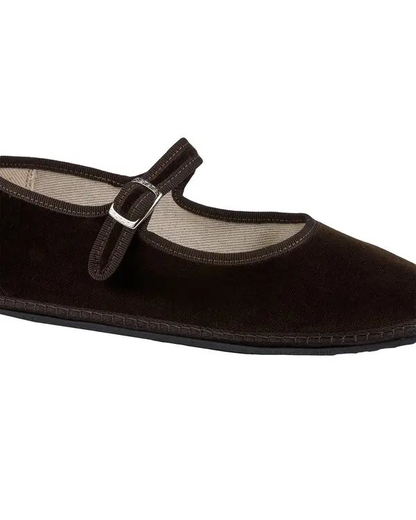 VIBI VENEZIA Mary Jane Velvet Flats - Brown