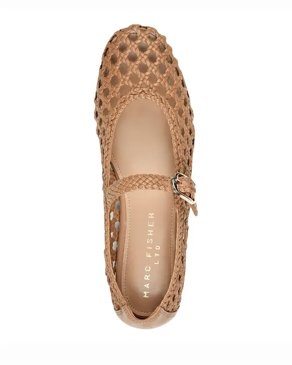 MARC FISHER LTD. Evonna Woven Mary Jane Flats - Medium Natural