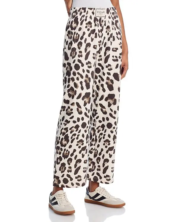 Vintage Havana Faux Suede Terry Animal Print Pants