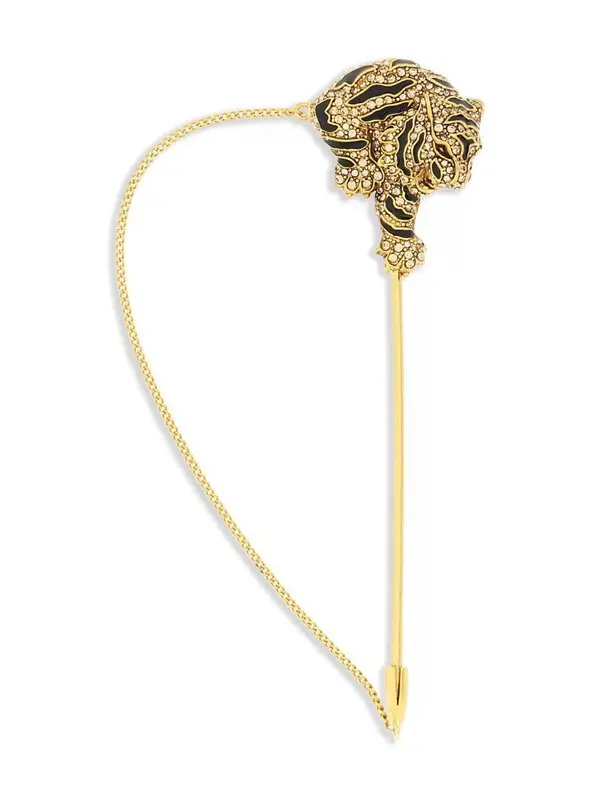 Roberto Cavalli Tiger-motif Brooch - Gold