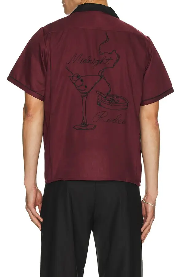 MIDNIGHT RODEO Bowler Shirt In Burgundy - Cherry