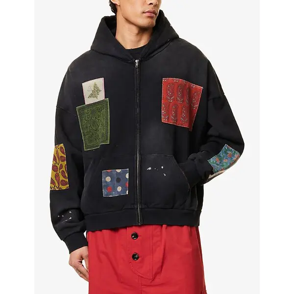 FOUND Tapestry Patchwork Cotton Hoody