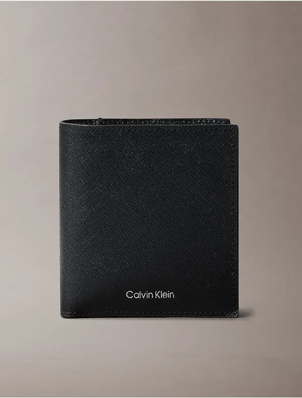 Calvin Klein Refined Saffiano Slim Bifold Wallet - Black