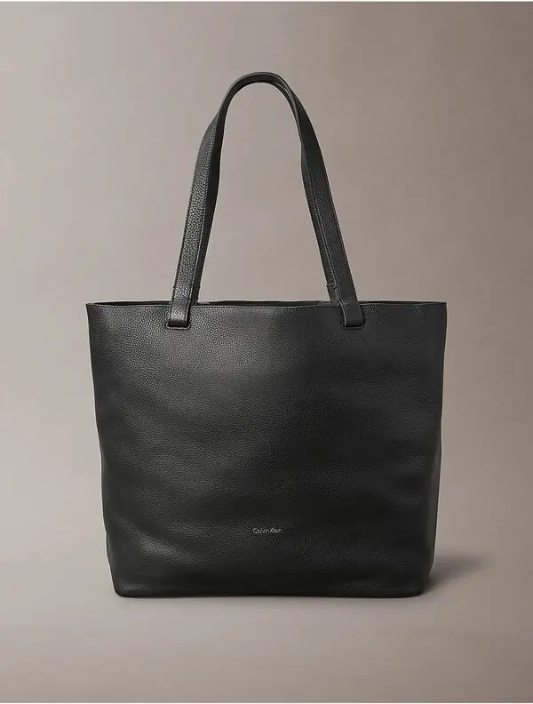Calvin Klein Pebble Leather Tote Bag - Black