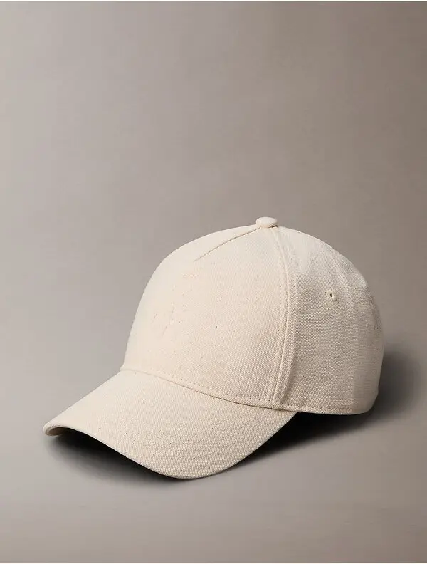 Calvin Klein Embossed Monogram Logo Baseball Cap - Natural Canvas