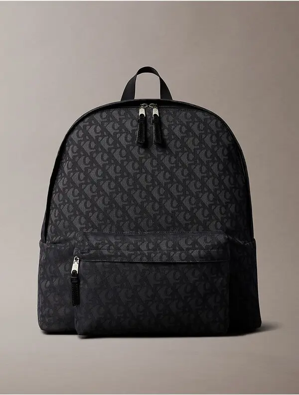 Calvin Klein Allover Monogram Logo Backpack - Black