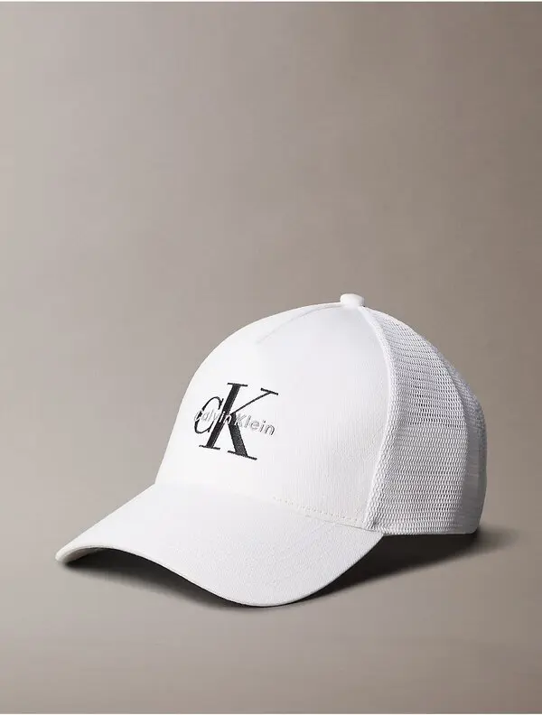 Calvin Klein Monogram Logo Mesh Baseball Cap - Bright White