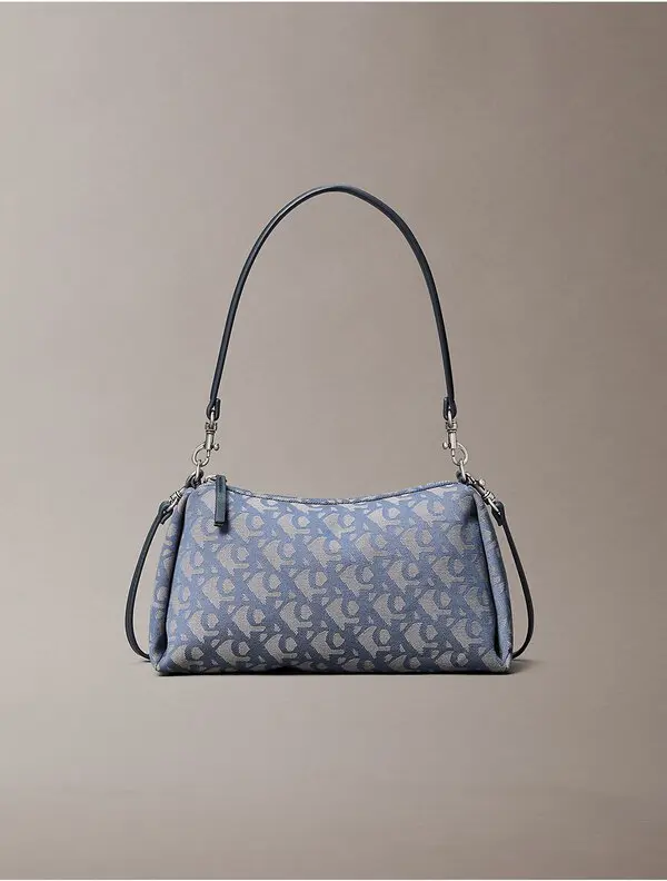 Calvin Klein Pleat Monogram Logo Shoulder Bag - Blue Indigo / Atmosphere Aop