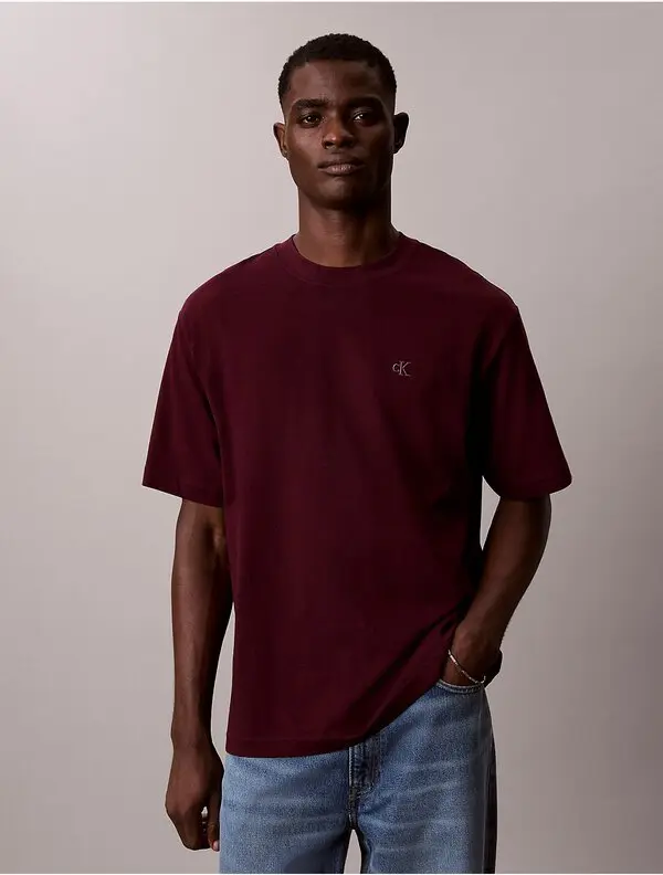 Calvin Klein Monogram Logo Relaxed Crewneck T-shirt - Raspberry Truffle