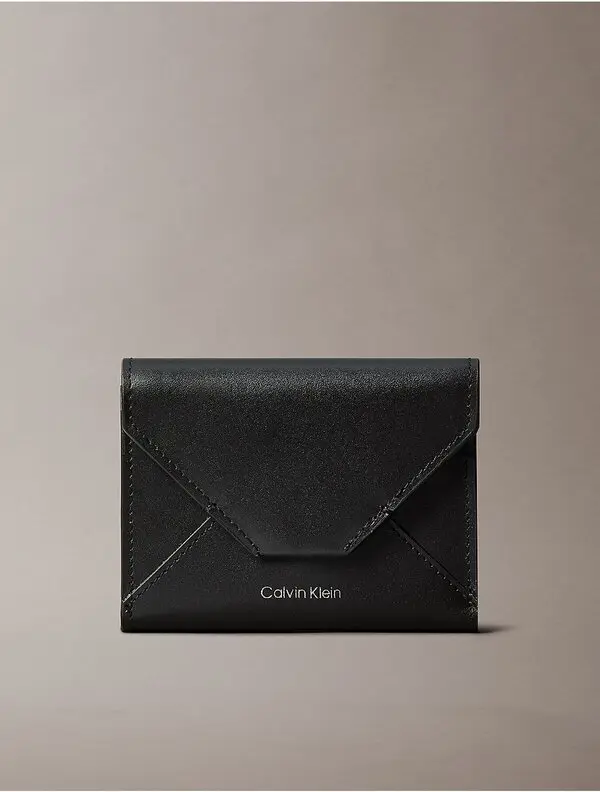 Calvin Klein Leather Envelope Bifold Wallet - Black